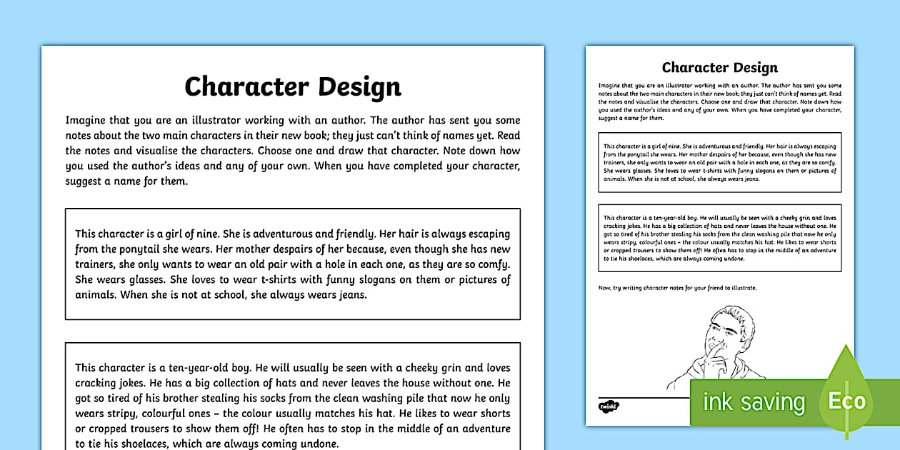 Character Design Worksheet (teacher made) - Twinkl