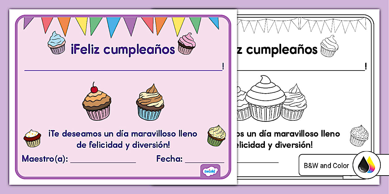 Certificado: Feliz cumpleaños de pastelitos - Twinkl