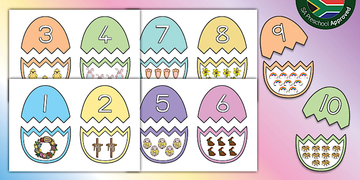 Preschool: Easter Numeracy Egg Hunt Number and Picture Match