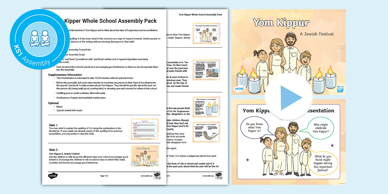 Yom Kippur Whole School Assembly Pack (teacher made)