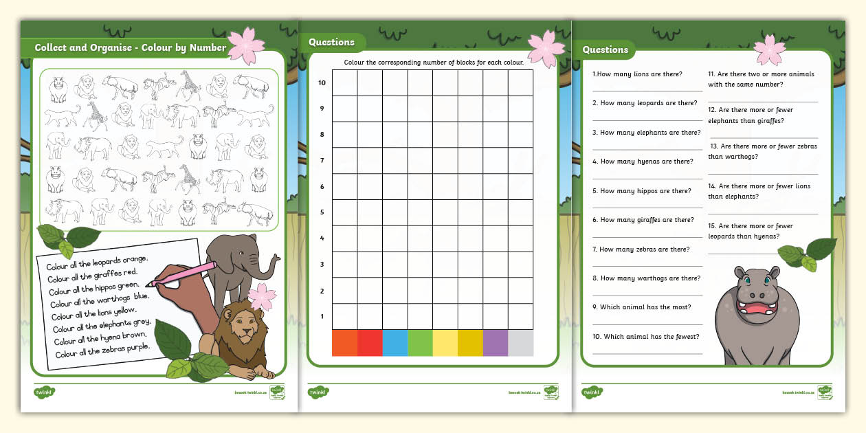 Grade 1 Maths - Data Handling - Safari Animals - Twinkl