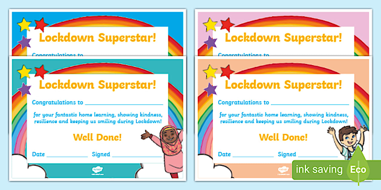 Editable End of Year Lockdown Certificate (teacher made)