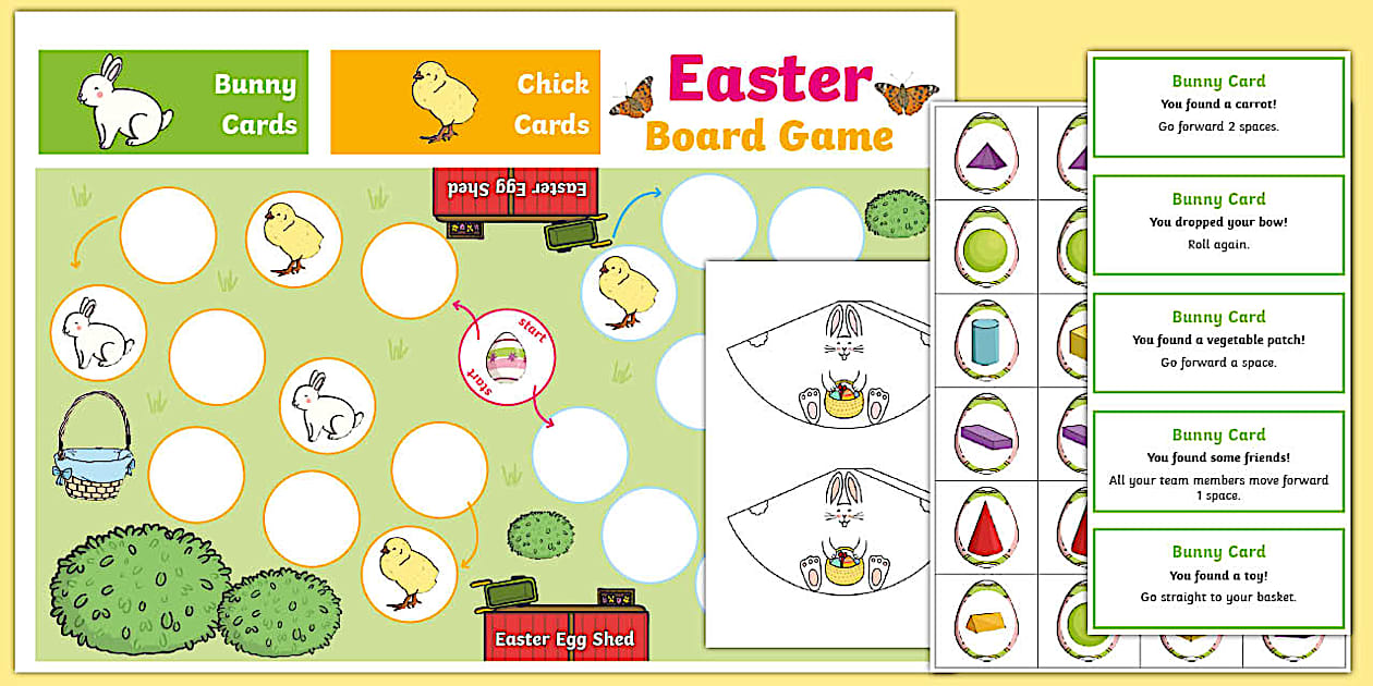 3D Shape Easter Bunny Hop Board Game - Twinkl