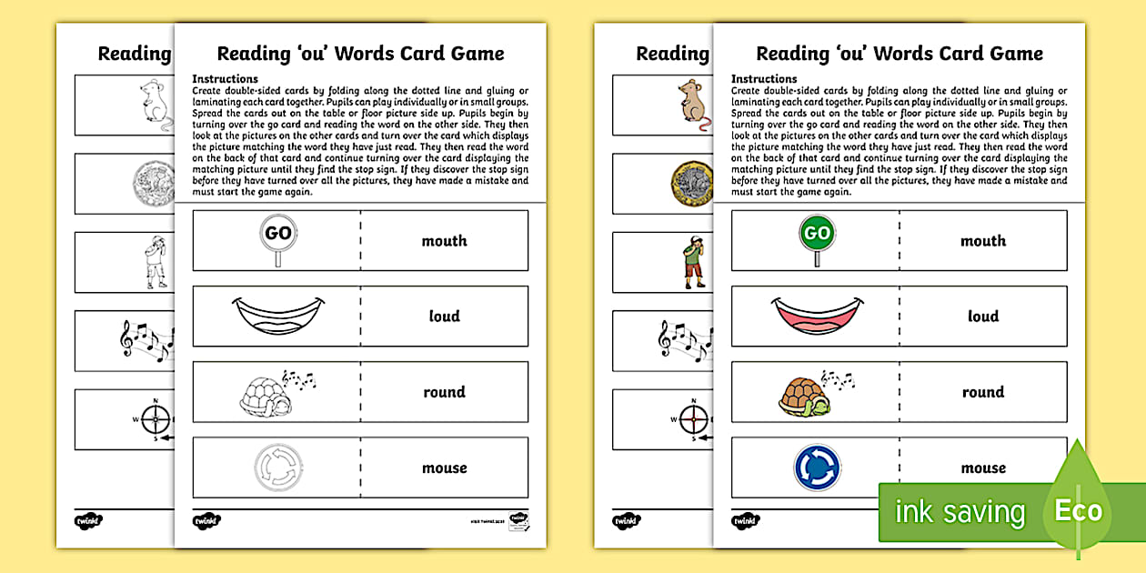 Reading 'ou' Sound Phonics | Words Card Game
