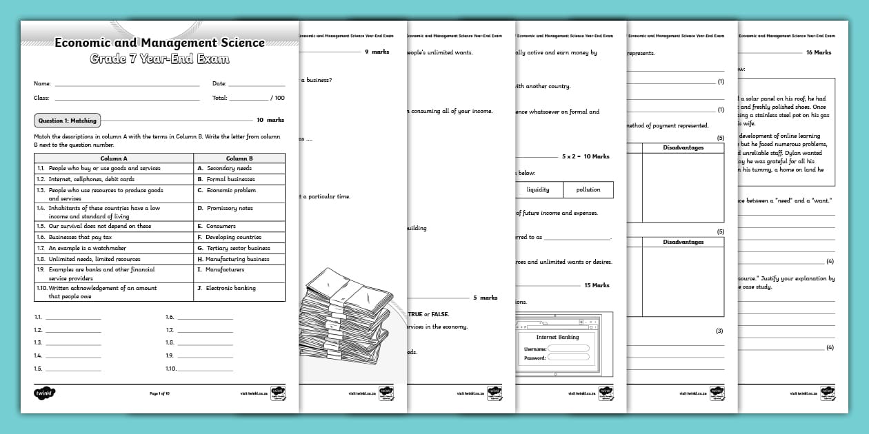 Economic And Management Sciences Grade 7 Exam Paper - Twinkl
