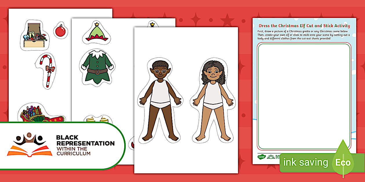 EYFS Cut and Stick Christmas Elf Activity (teacher made)
