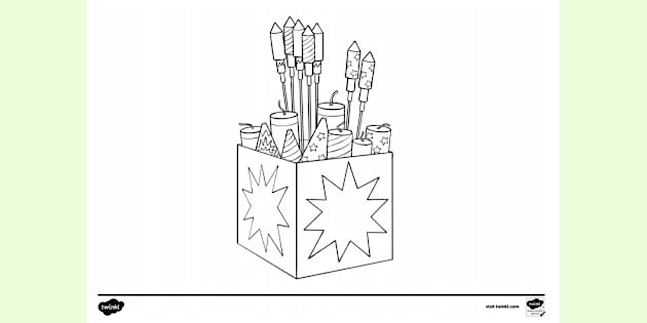 Firework Box Colouring Sheet (teacher made) - Twinkl