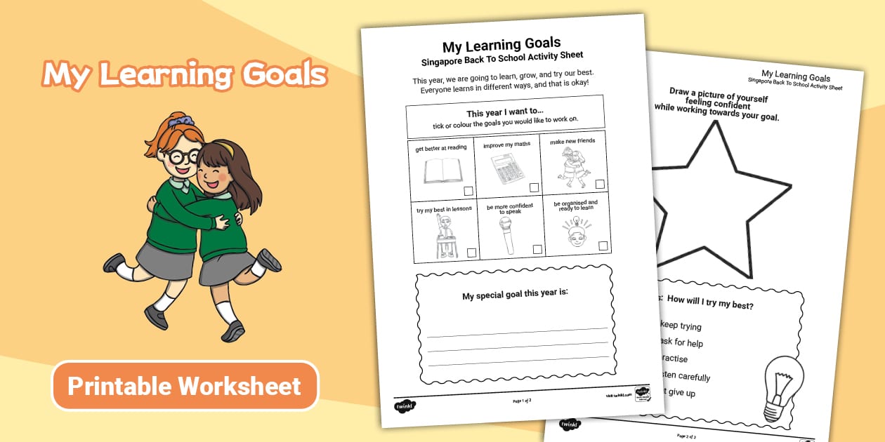 My Learning Goals Singapore Back to School Activity Sheet | Lower Primary