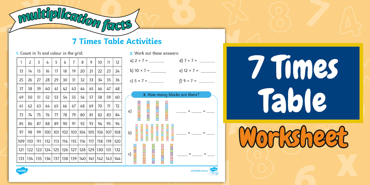 7 Times Table Worksheet | Primary Resources