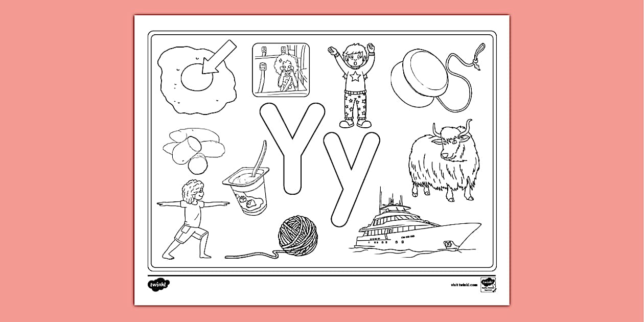 Letter Y Coloring Page (teacher made) - Twinkl