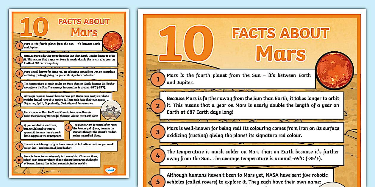 10 Facts about Mars Display Poster - Twinkl
