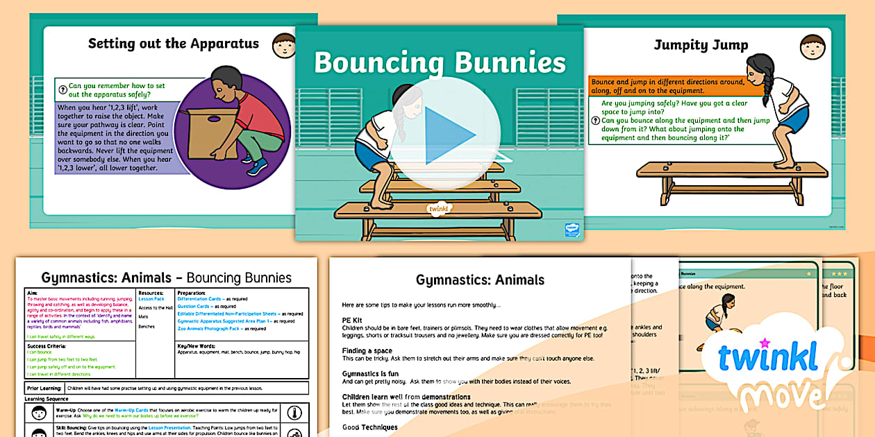 Twinkl Move - Y1 Gymnastics: Animals Lesson 2 - Bouncing Bunnies