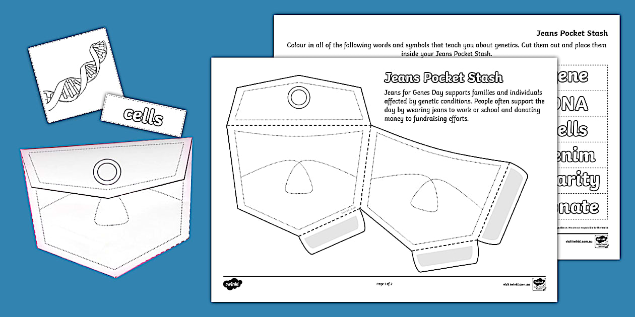 Jeans Pocket Stash Activity Sheet (Teacher-Made) - Twinkl