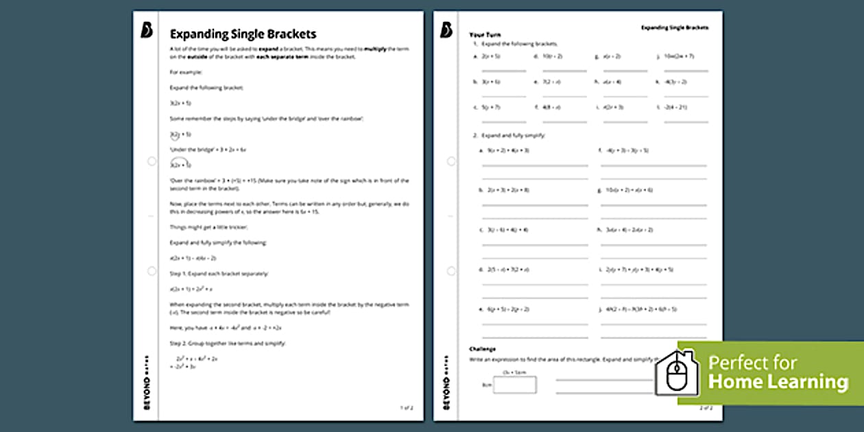 👉 Expanding Brackets Worksheet (teacher made) - Twinkl