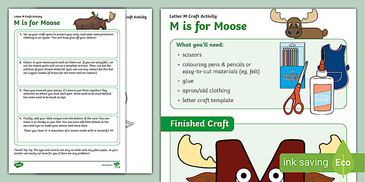 M is for Moose | Letter M Craft | Twinkl | KS1 | Crafts