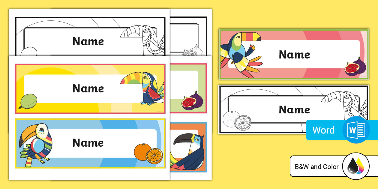 Editable Tropical Toucans Theme Desk Nameplates - Twinkl