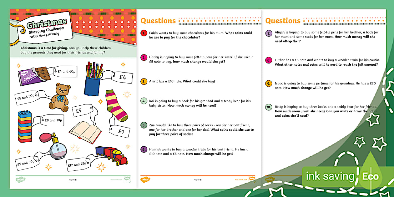Christmas Shopping Challenge: Maths Money Activity - Twinkl