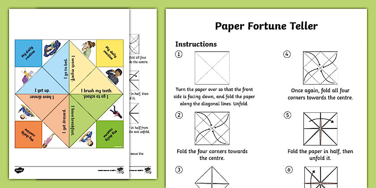Cocotte en papier : Ma routine quotidienne - anglais