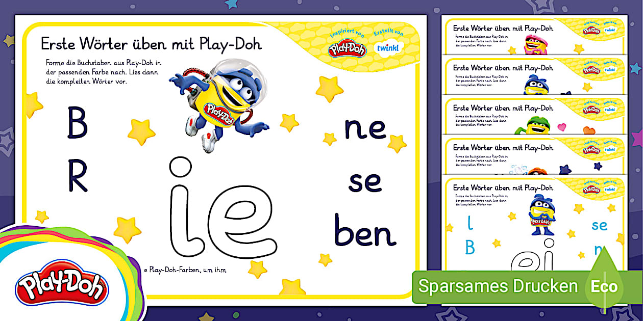Erste Wörter üben mit Play-Doh - Play-Doh-Knetunterlagen | Materialien ...