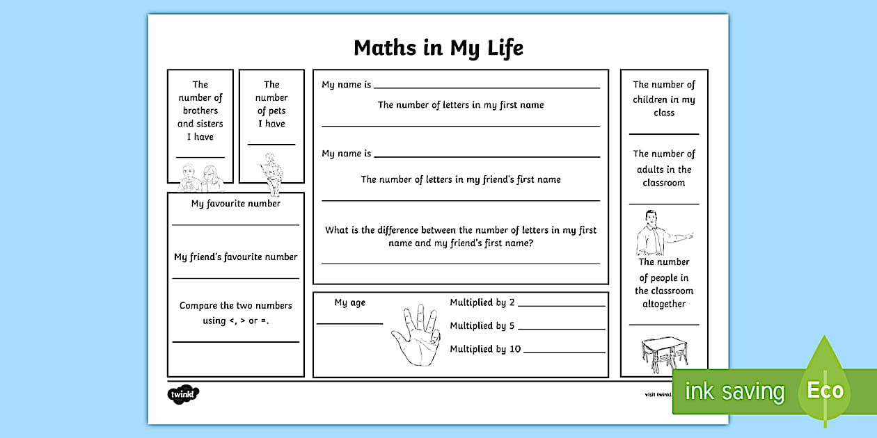 Year 2 Maths in My Life Worksheet (teacher made) - Twinkl