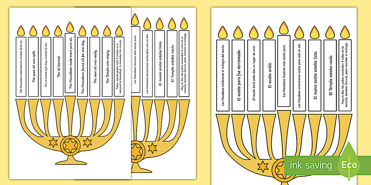 Light the Candle Hanukkah Puzzle English/Spanish - Twinkl