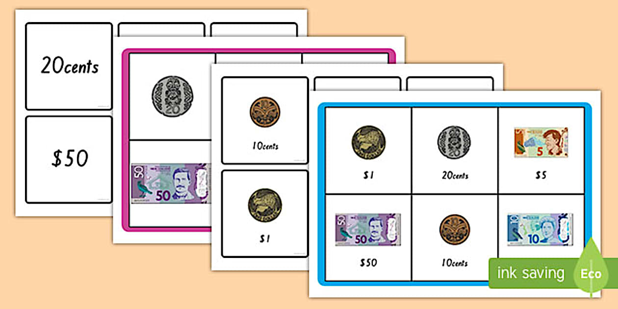 New Zealand Money Recognition Matching Bingo Game - Twinkl