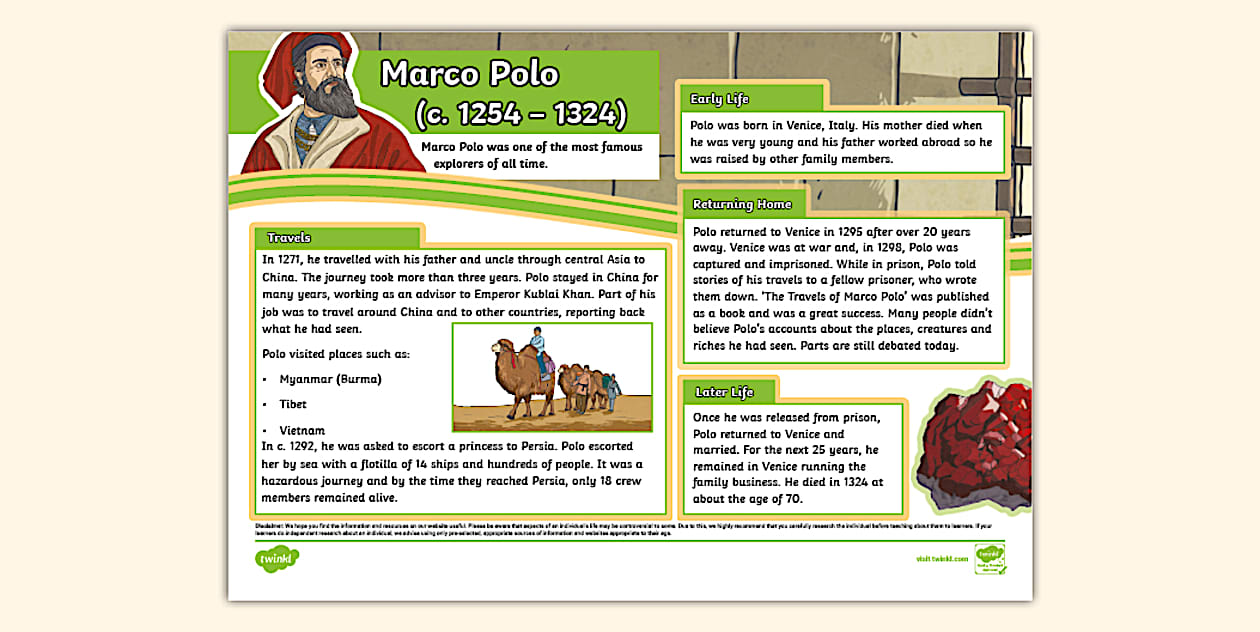 Marco Polo Fact File - Twinkl - KS2 (teacher made) - Twinkl