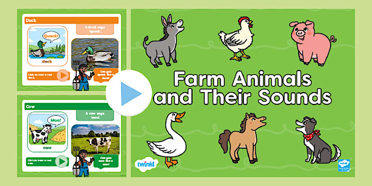 Farm Animals with Sounds PowerPoint (teacher made) - Twinkl