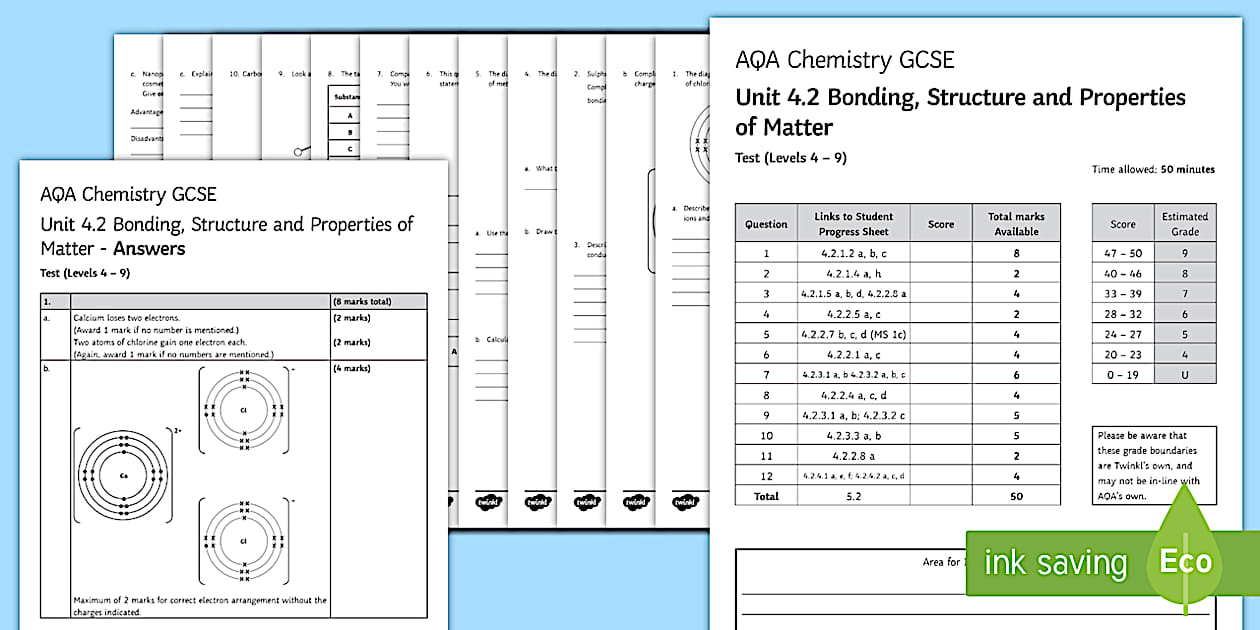 AQA Style Chemistry Separate Science Specimen Paper: Unit 4.2 Bonding,