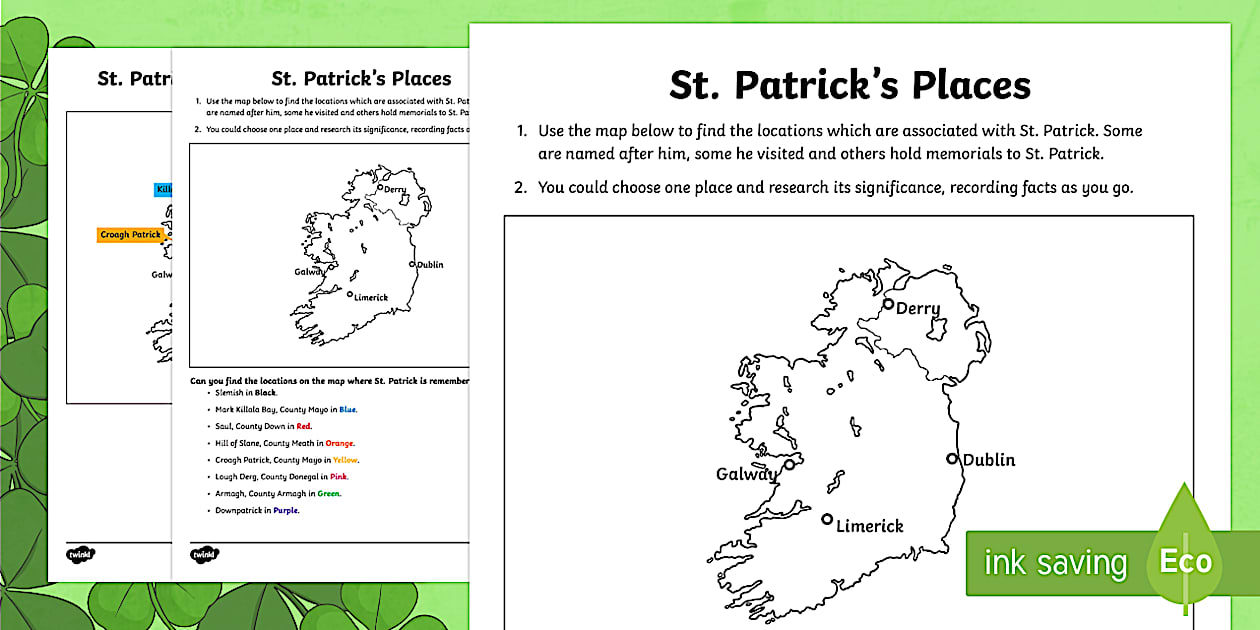 St. Patrick’s Places Map - World Around Us KS2 - Twinkl
