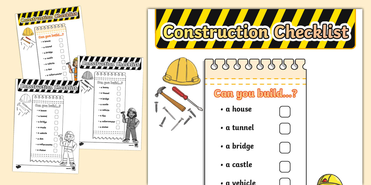 * NEW * Can You Build...? Construction Checklist - Twinkl