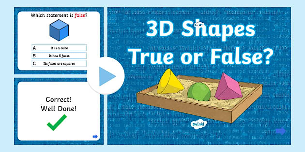 True or False 3D Shape Quiz PowerPoint - KS1 (teacher made)