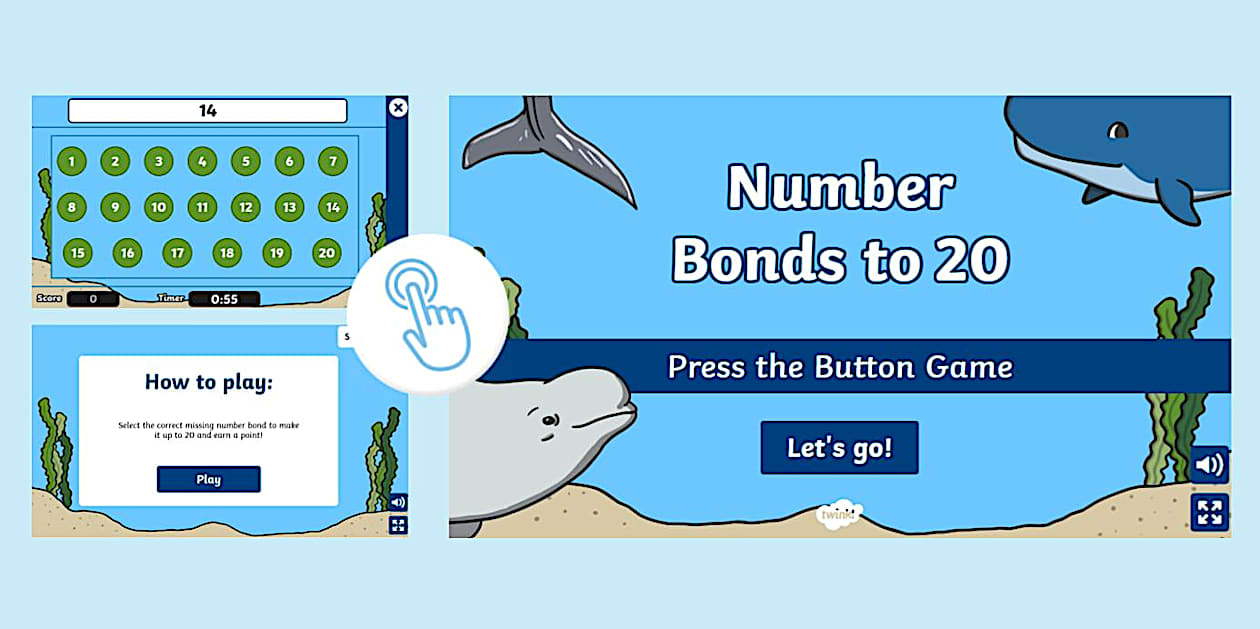 👉 Whale Themed Number Bonds of 20 Game (teacher made)