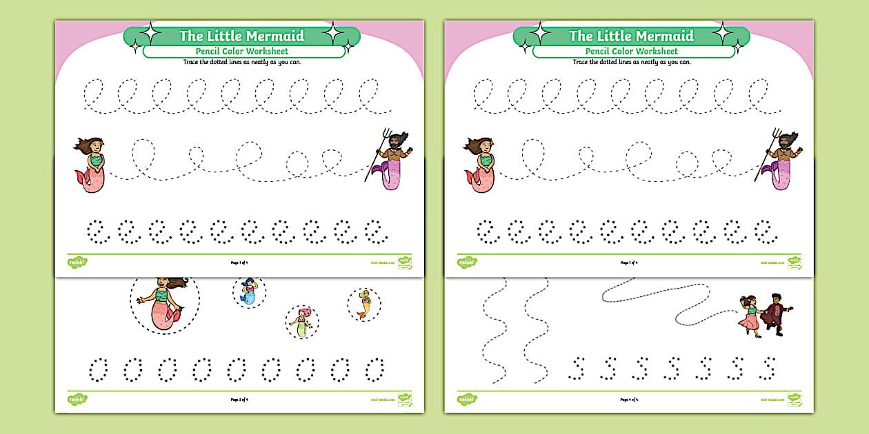 The Little Mermaid Pencil Control Sheets (teacher made)