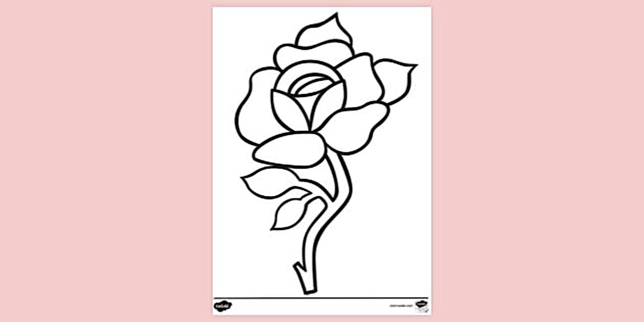 Easy Rose Colouring Page | Colouring Sheets - Twinkl