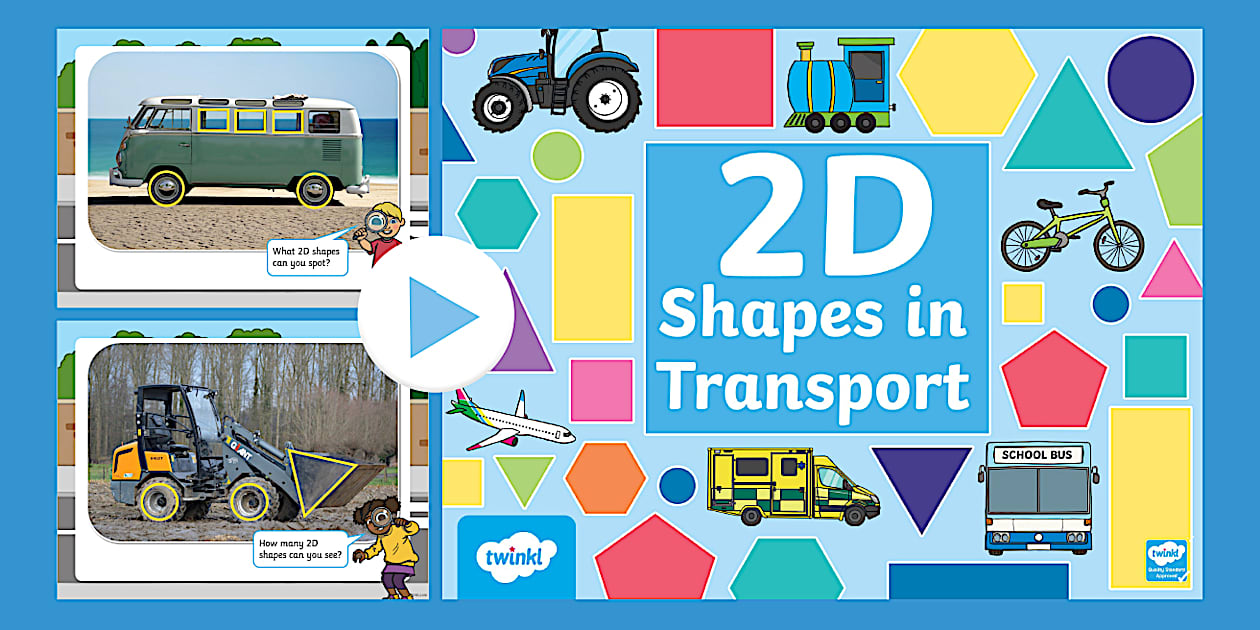 👉 EYFS 2D Shapes in Transport Photo PowerPoint - Twinkl