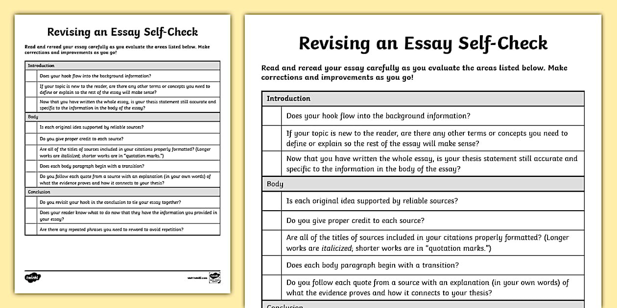 Essay Editing Checklist | Middle School Resource | Twinkl US