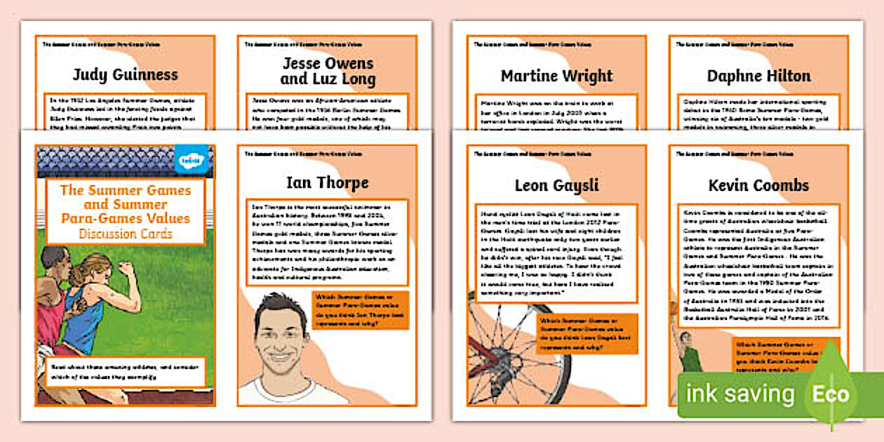 The Summer Games and Para-Games Values Discussion Cards