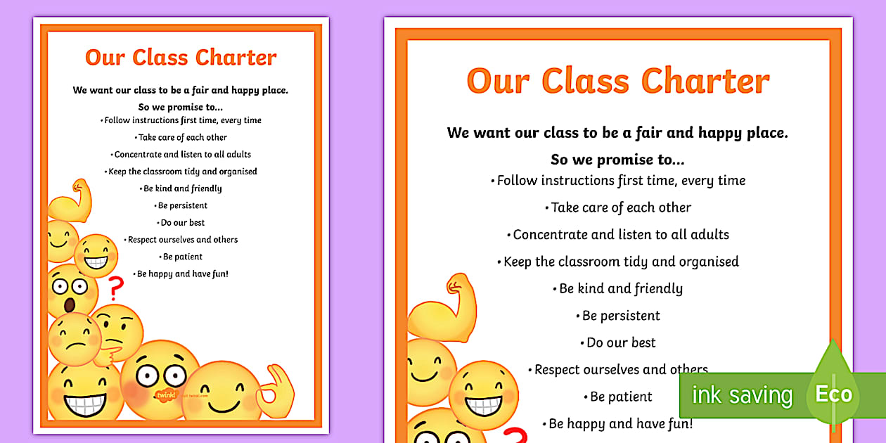 Editable Class Charter Emoji Themed Display Poster - Twinkl