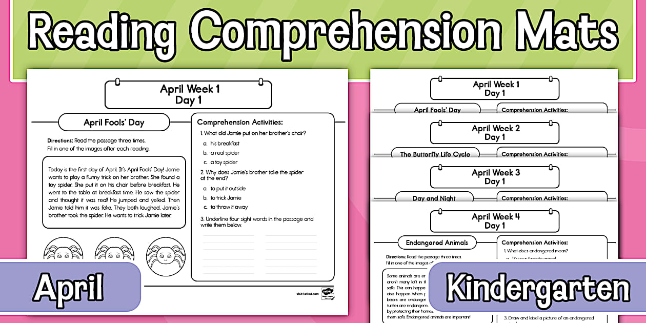 April First Grade Daily Reading Comprehension Mats