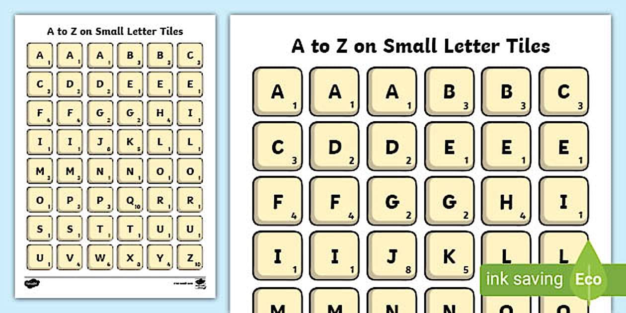 A to Z on Small Letter Tiles - English - Vocabulary