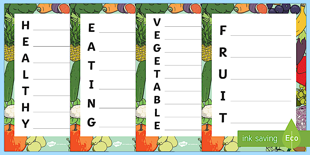 Black and White Healthy Acrostic Poems (teacher made)