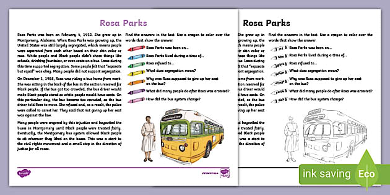 Rosa Parks Finding Text Evidence Worksheet | Twinkl - Twinkl