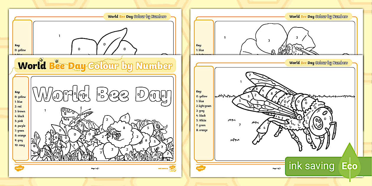 World Bee Day Colour-by-numbers Activity Sheets