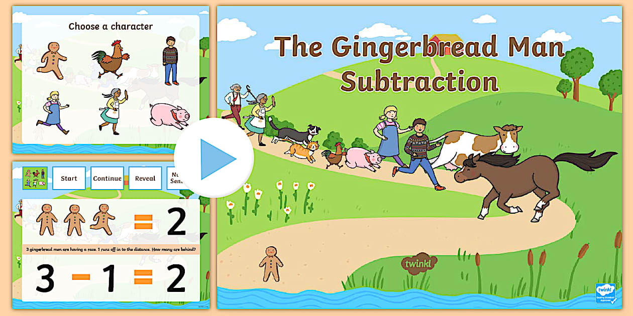 The Gingerbread Man Subtraction to 10 PowerPoint - Twinkl