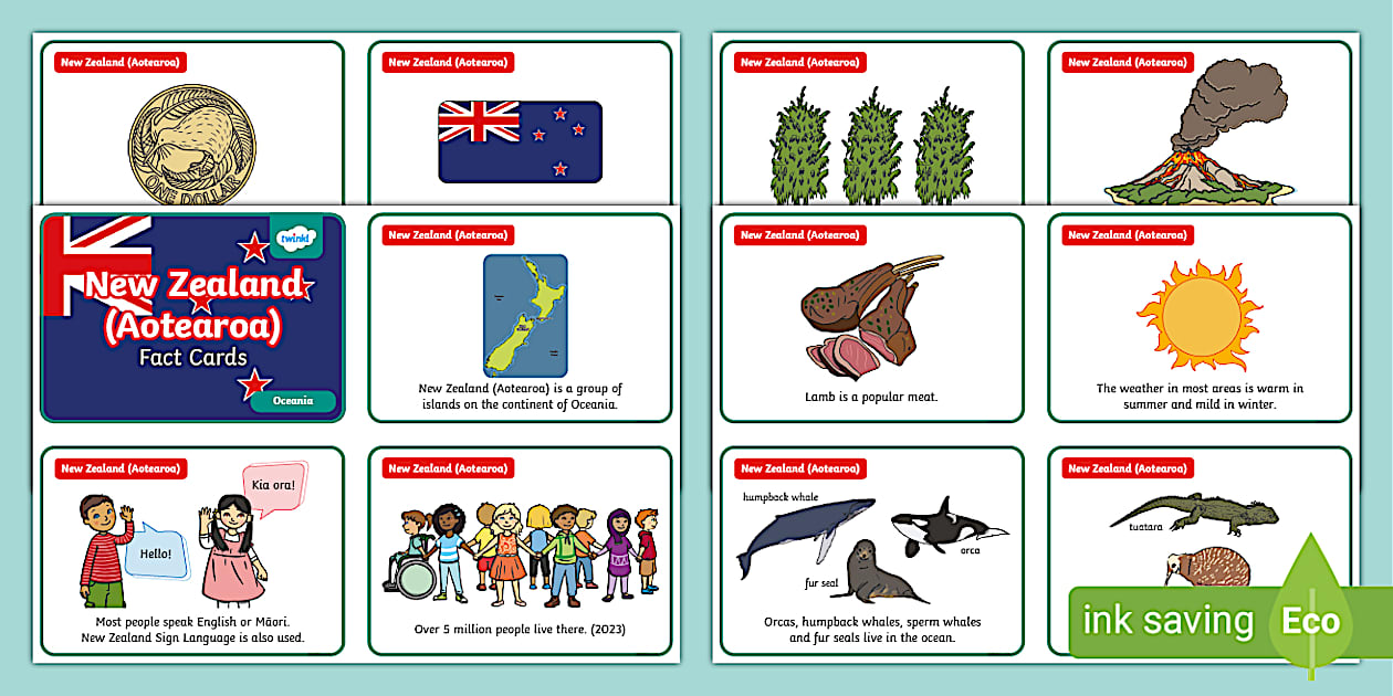 KS1 New Zealand (Aotearoa) Fact Cards - Geography - Twinkl