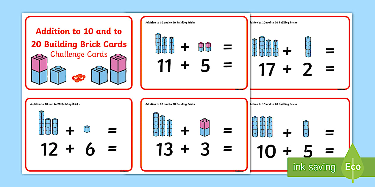 Addition to 20 Building Bricks Challenge Cards - Twinkl