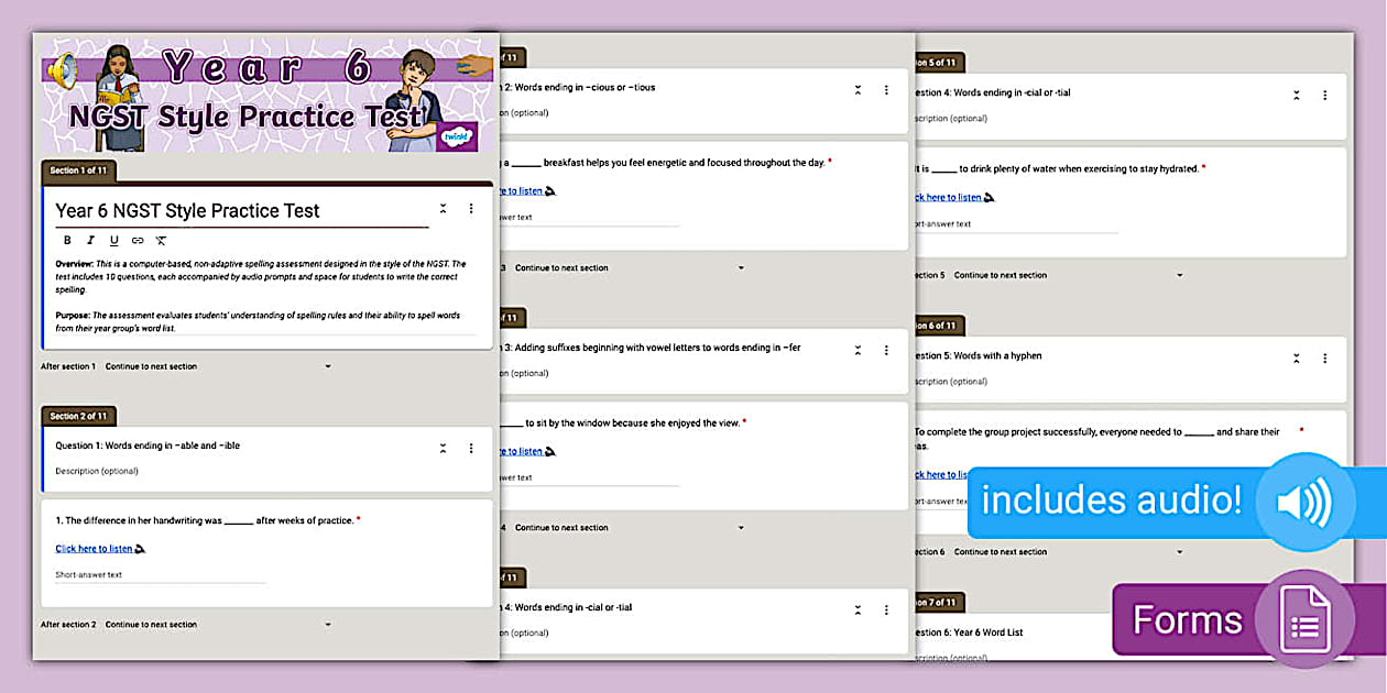 Year 6 NGST Style Practice Test (teacher made) - Twinkl