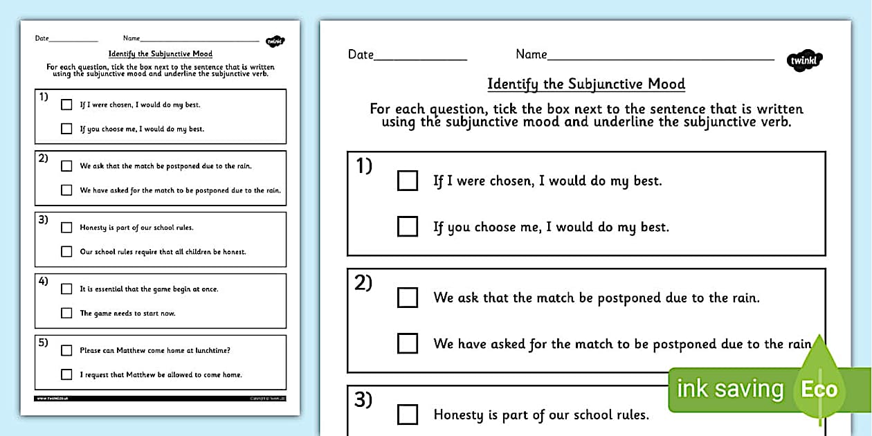 Identifying the Subjunctive Quiz | Twinkl (teacher made)