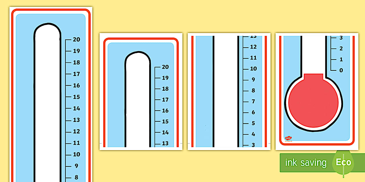 Thermometer 0-20 Vertical Number Line Display Banner